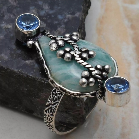 Handmade | Jewelry | Silver And Blue Gemstone Ring | Poshmark